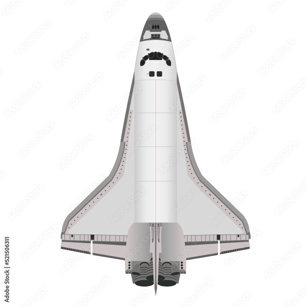 Space Shuttle top view isolated on white background. Vector ...