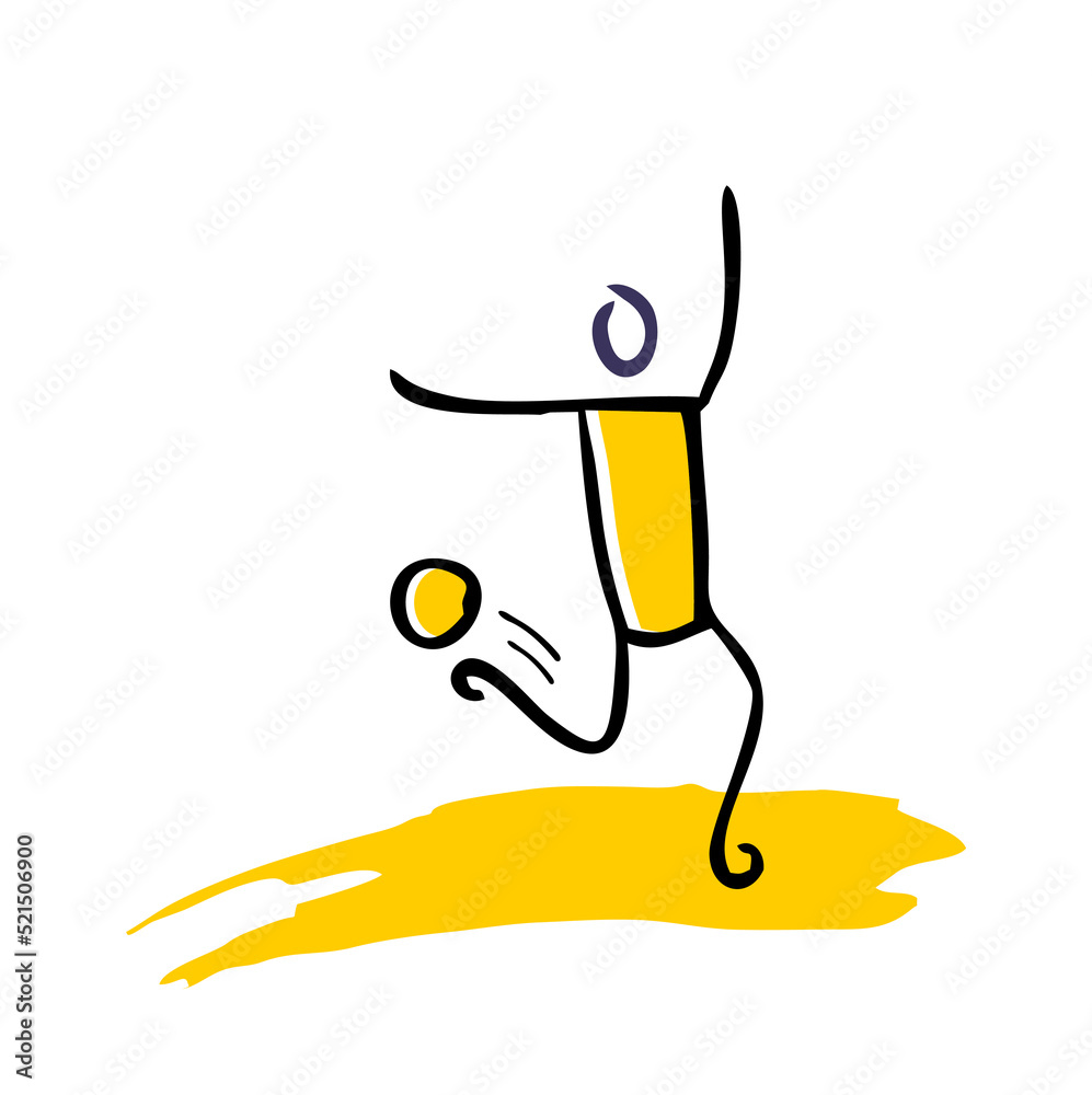 Stickman Stick Figure Playing Football Sport Stock Vector | Adobe Stock