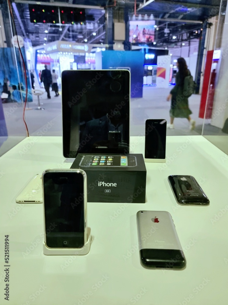 Apple kiosk at gitex technology week showing different generations of ...