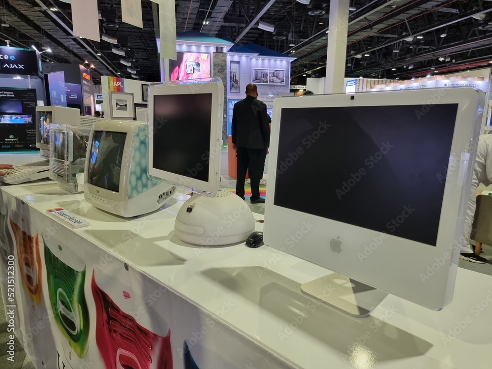 Apple kiosk at gitex technology week showing different generations of ...