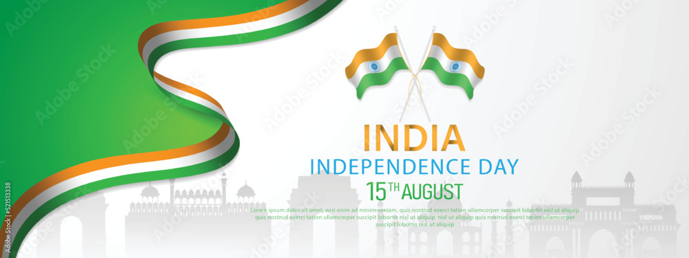 15 th August Indian Independence Day banner template design with Indian ...