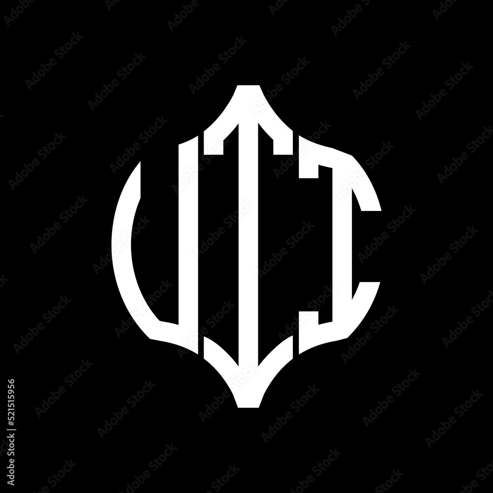 VTI letter logo. VTI best black background vector image. VTI Monogram ...