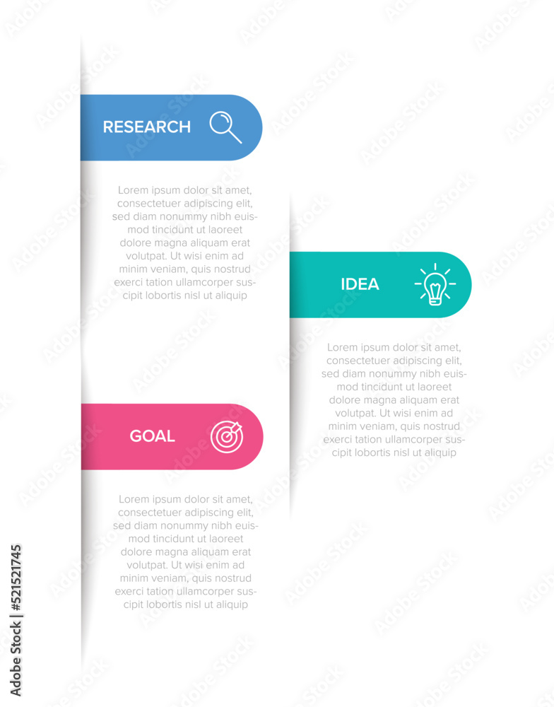 Vertical infographic design with icons and 3 options or steps. Thin ...