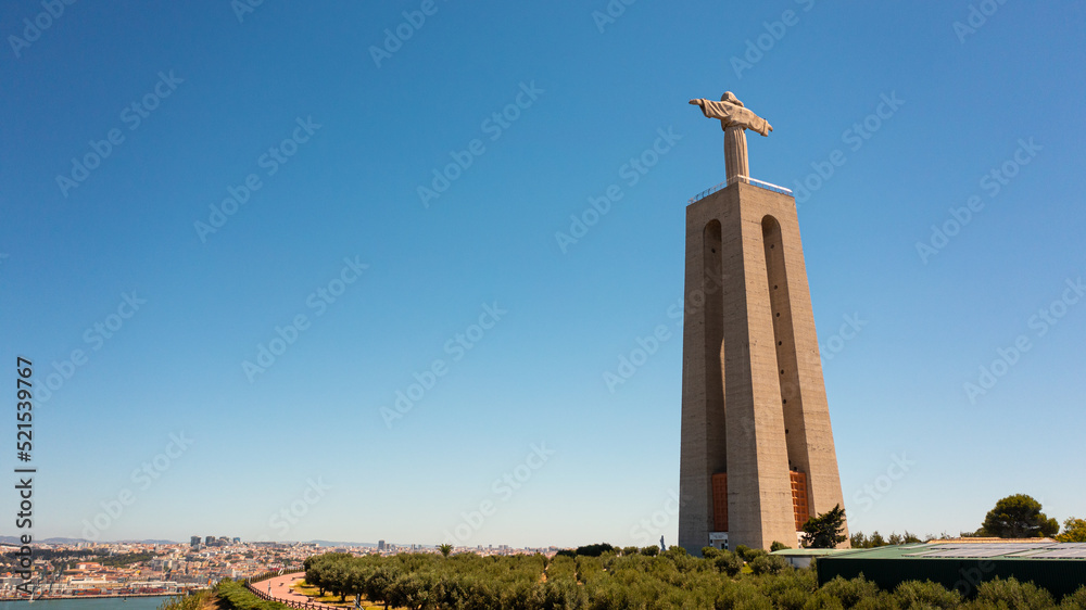 Aerial photo from drone to Sanctuary of Christ the King in Portuguese ...