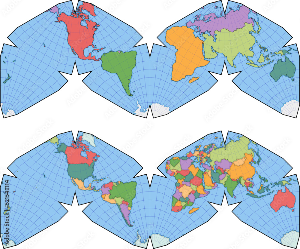 Political World Map Cahill-Keyes projection Stock Vector | Adobe Stock Political World Map Cahill-Keyes projection Stock Vector | Adobe Stock