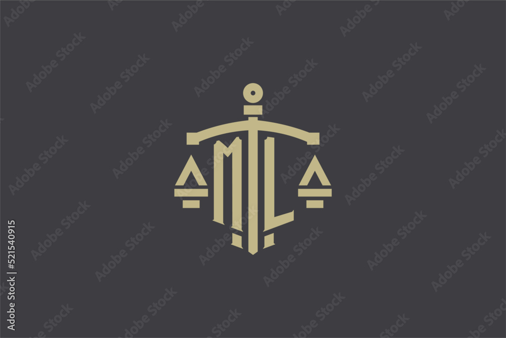 Letter ML logo for law office and attorney with creative scale and ...