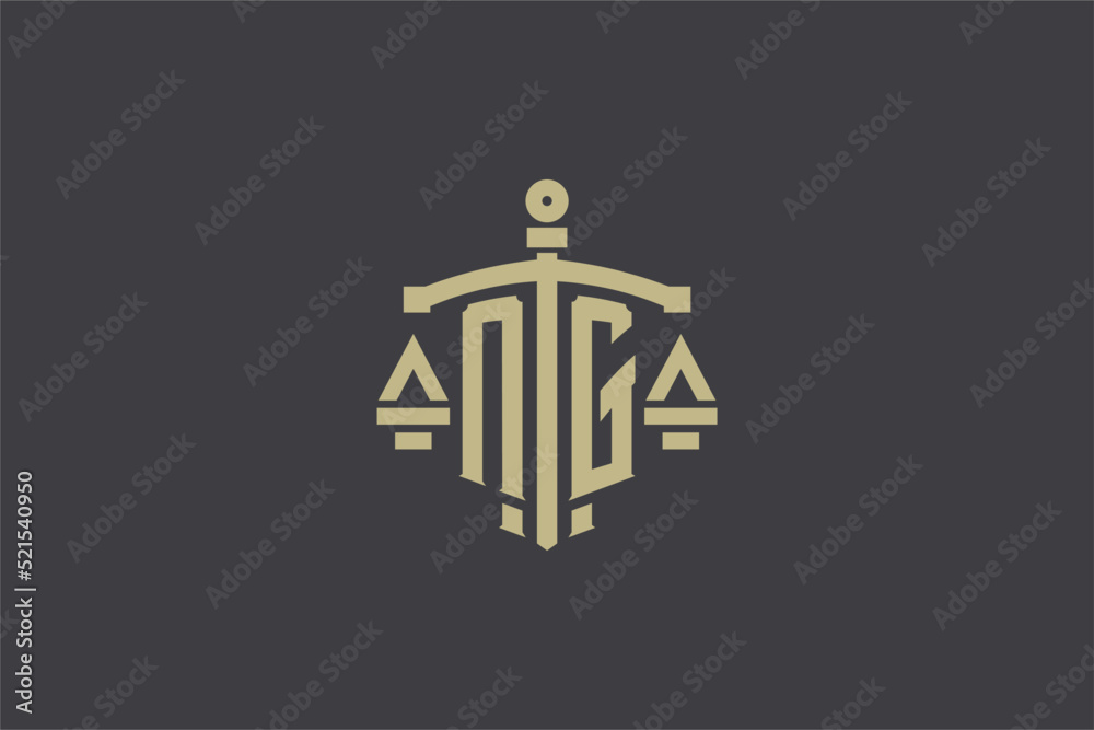 Letter NG logo for law office and attorney with creative scale and ...