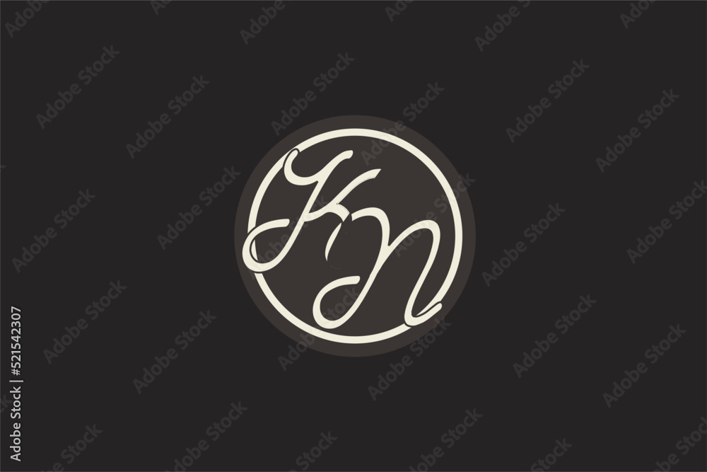 Initial letter KN monogram logo with simple and creative cirle line ...