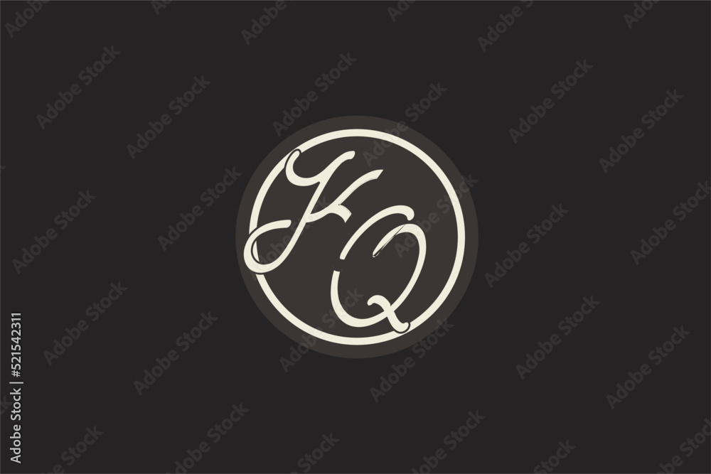 Initial letter KQ monogram logo with simple and creative cirle line ...