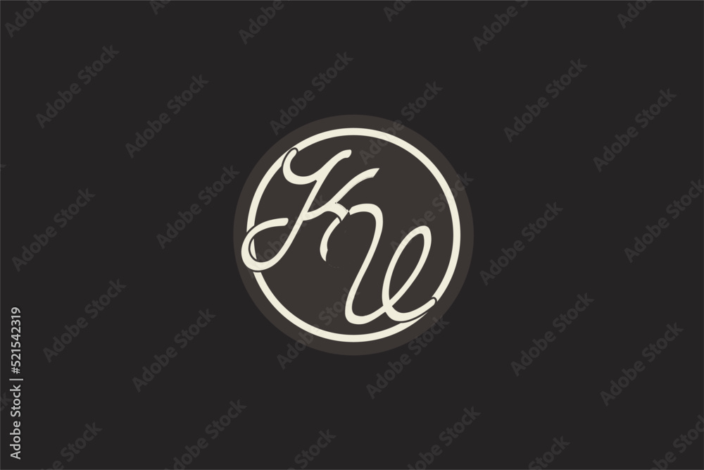 Initial letter KV monogram logo with simple and creative cirle line ...
