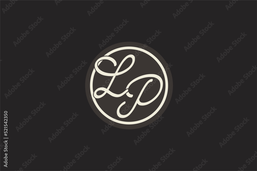 Initial letter LP monogram logo with simple and creative cirle line ...