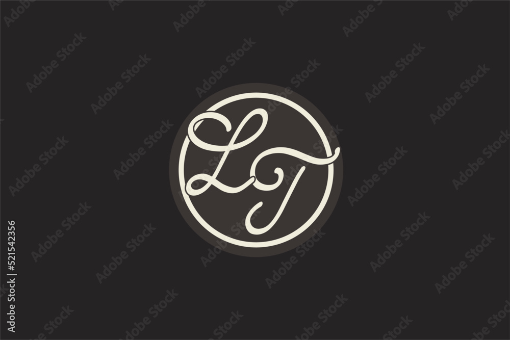 Initial letter LT monogram logo with simple and creative cirle line ...