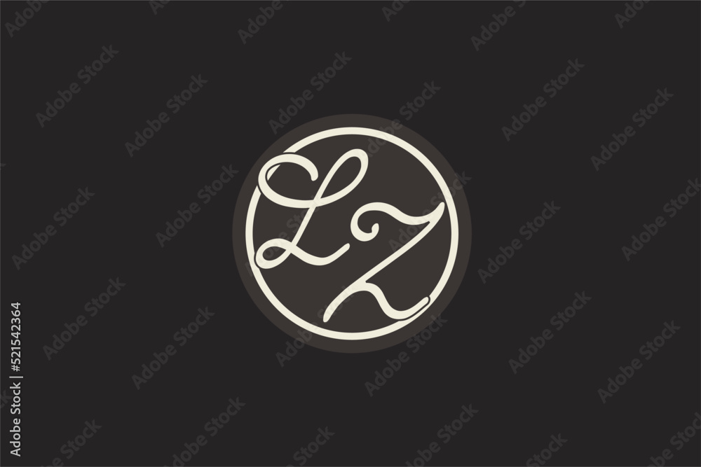 Initial letter LZ monogram logo with simple and creative cirle line ...