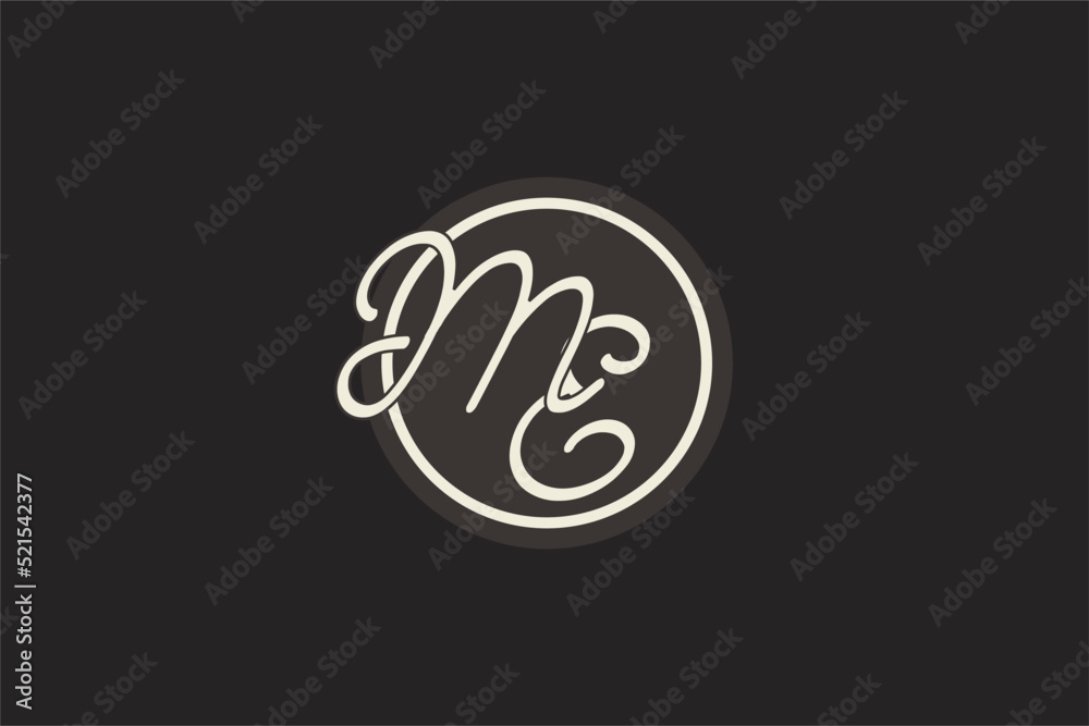 Initial letter ME monogram logo with simple and creative cirle line ...
