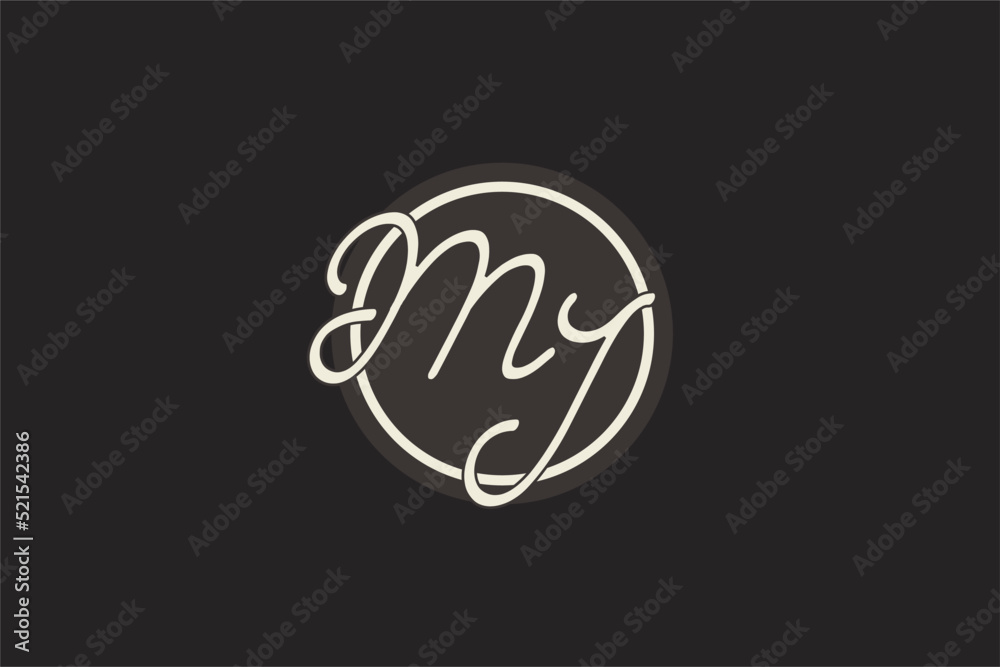 Initial letter MJ monogram logo with simple and creative cirle line ...