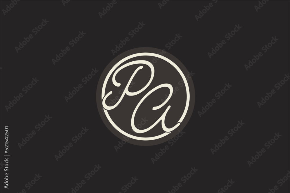 Initial letter PA monogram logo with simple and creative cirle line ...