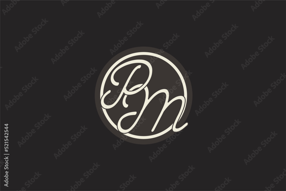 Initial letter PM monogram logo with simple and creative cirle line ...