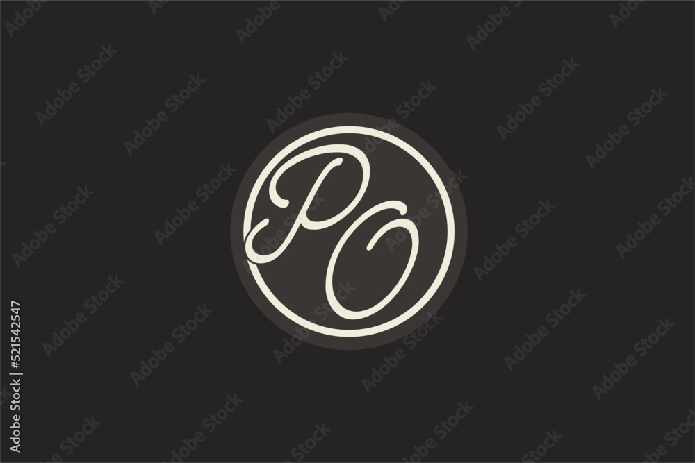 Initial letter PO monogram logo with simple and creative cirle line ...