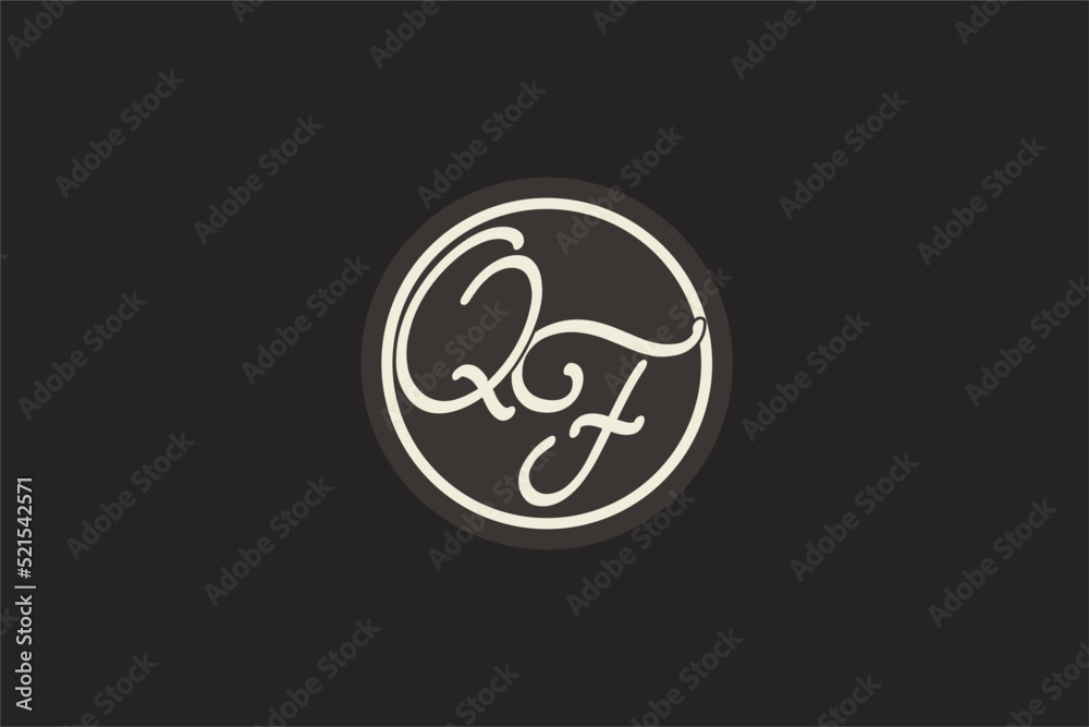 Initial letter QF monogram logo with simple and creative cirle line ...