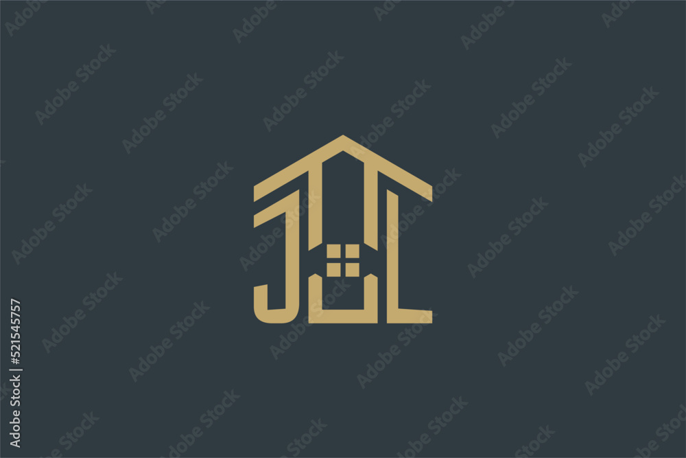 Initial JL logo with abstract house icon design, simple and elegant ...