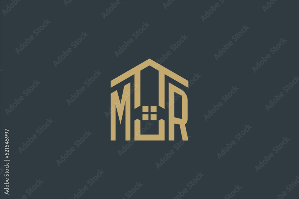 Initial MR logo with abstract house icon design, simple and elegant ...