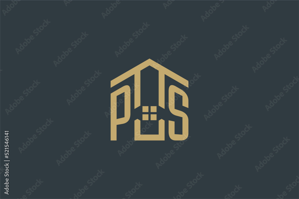 Initial PS logo with abstract house icon design, simple and elegant ...