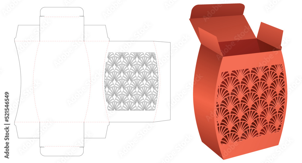 Japanese pattern box die cut template and 3D mockup Stock Vector ...