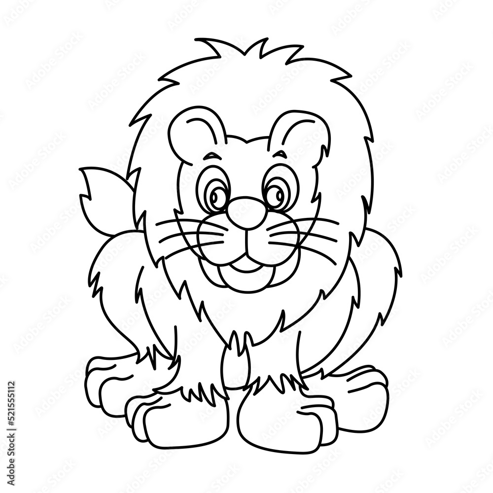 lion outline cartoon design on transparent background Stock ...