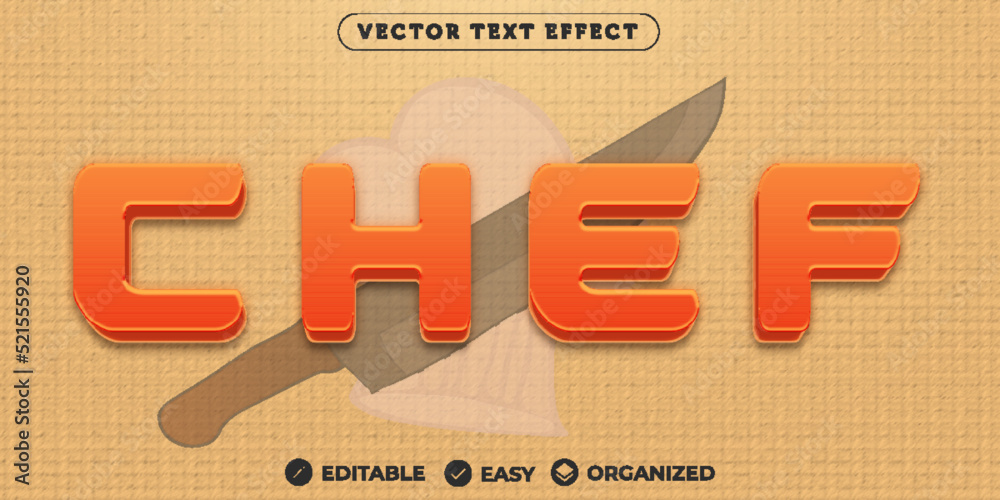 Chef Text Effect,Fully Editable Font Text Effect Stock Vector | Adobe Stock