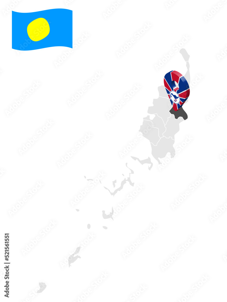 Location State of Melekeok on map Palau. 3d location sign of Melekeok ...