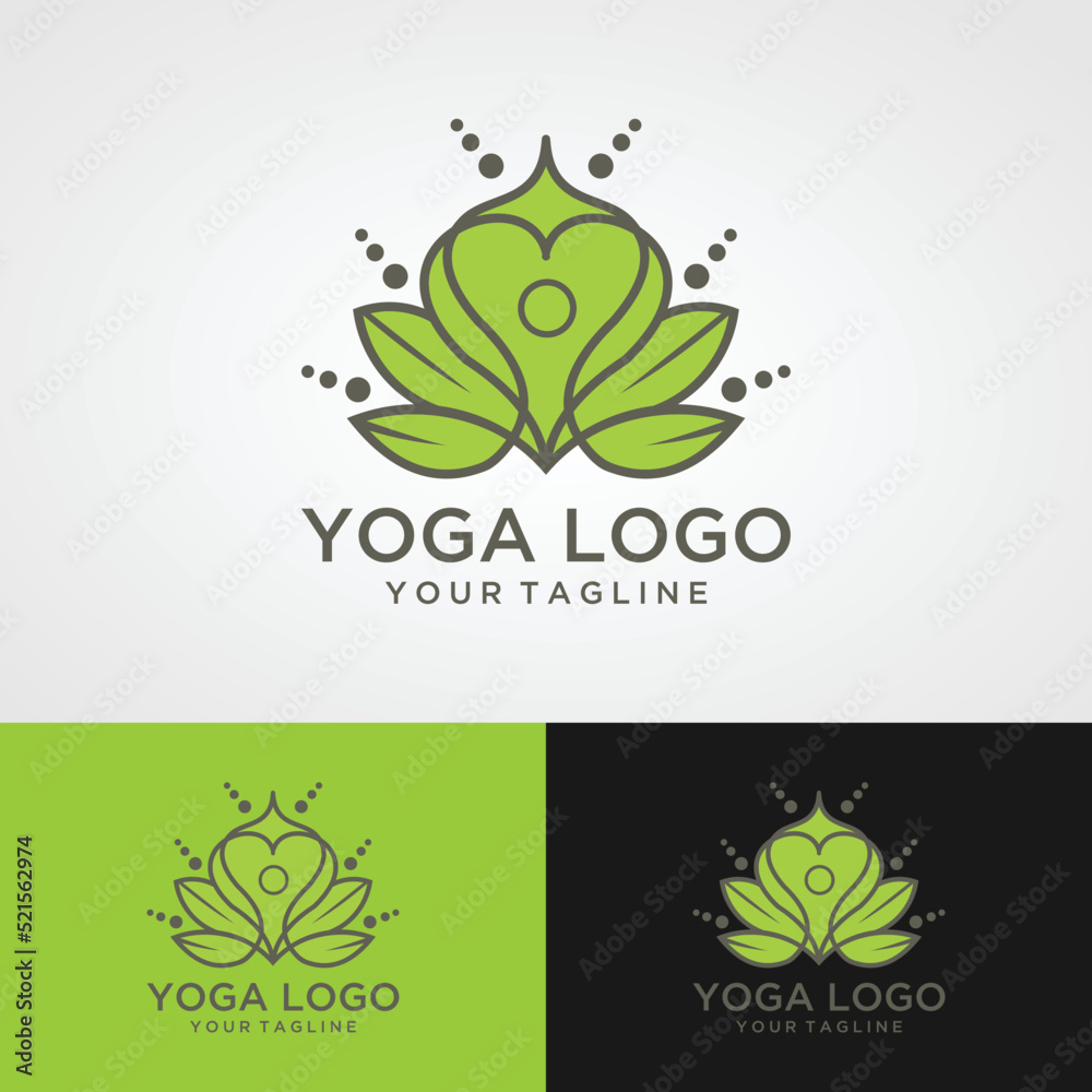 yoga logo desain stok. meditasi manusia dalam ilustrasi vektor bunga ...