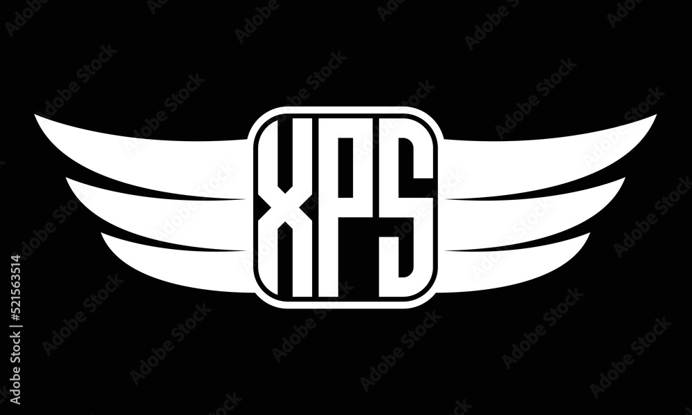 XPS three letter Wing logo design. flying Vector template Stock Vector ...