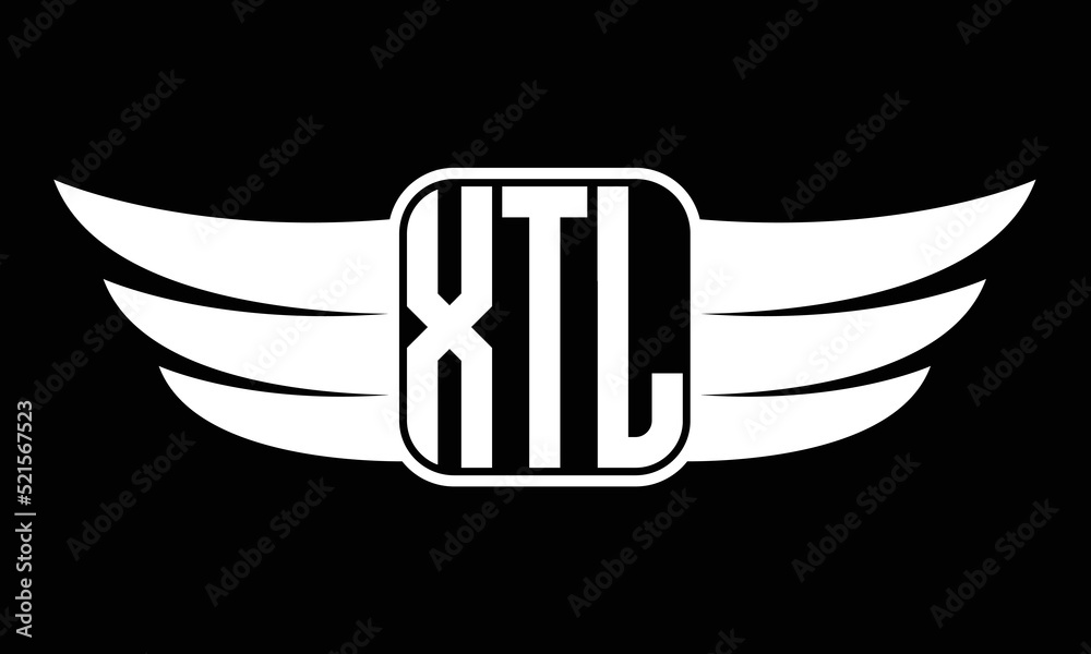 XTL three letter Wing logo design. flying Vector template Stock Vector ...