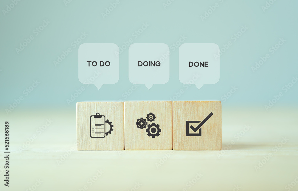 Work tracking concept; TO DO, DOING, DONE. Kanban board tools for ...