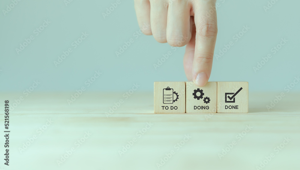 Work tracking concept; TO DO, DOING, DONE. Kanban board tools for ...