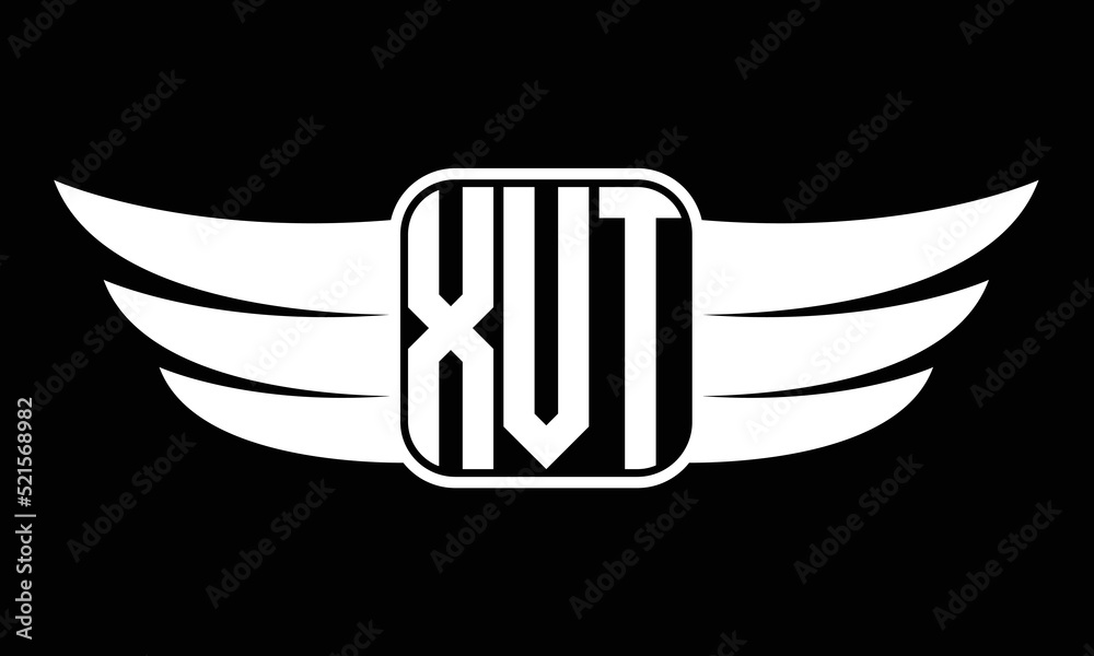 XVT three letter Wing logo design. flying Vector template Stock Vector ...
