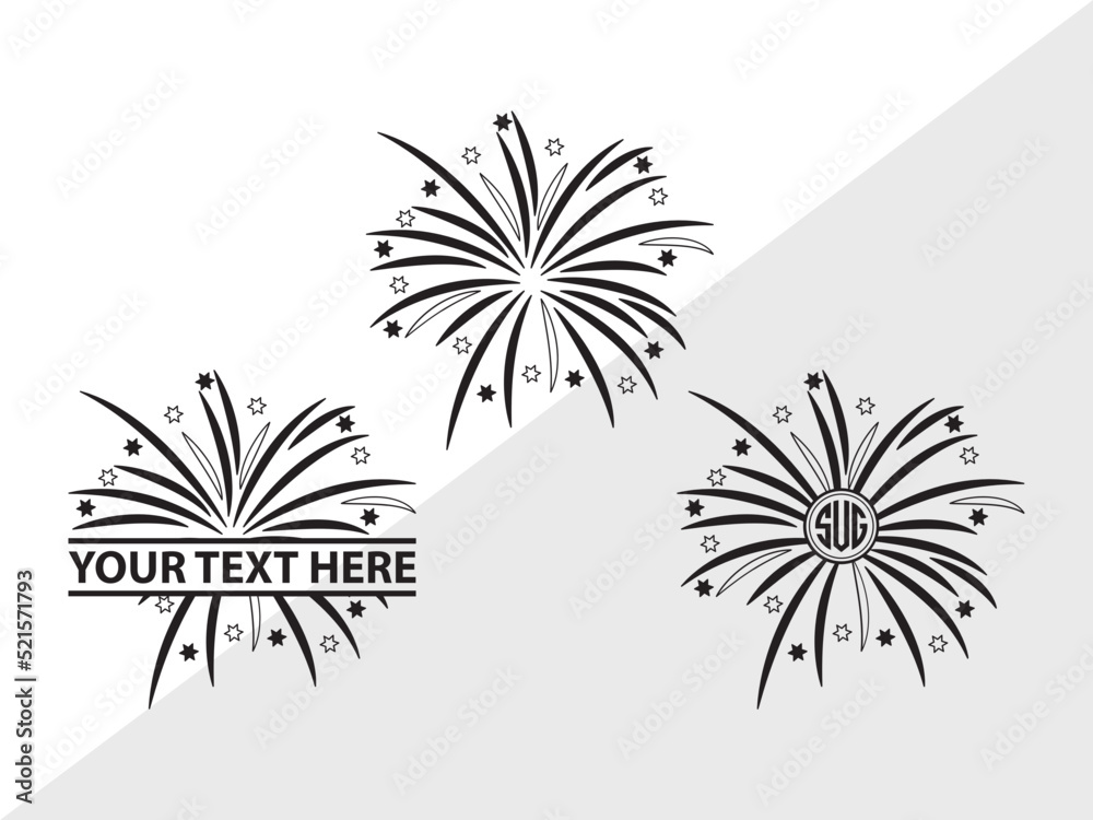 Fireworks Monogram SVG | Fireworks Rocket Svg | Fireworks Svg | 4th Of ...