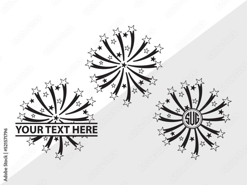 Fireworks Monogram SVG | Fireworks Rocket Svg | Fireworks Svg | 4th Of ...
