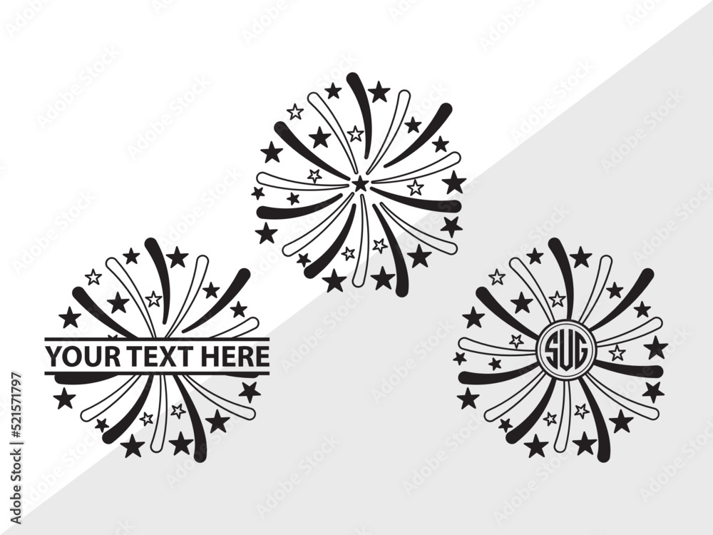 Fireworks Monogram SVG | Fireworks Rocket Svg | Fireworks Svg | 4th Of ...