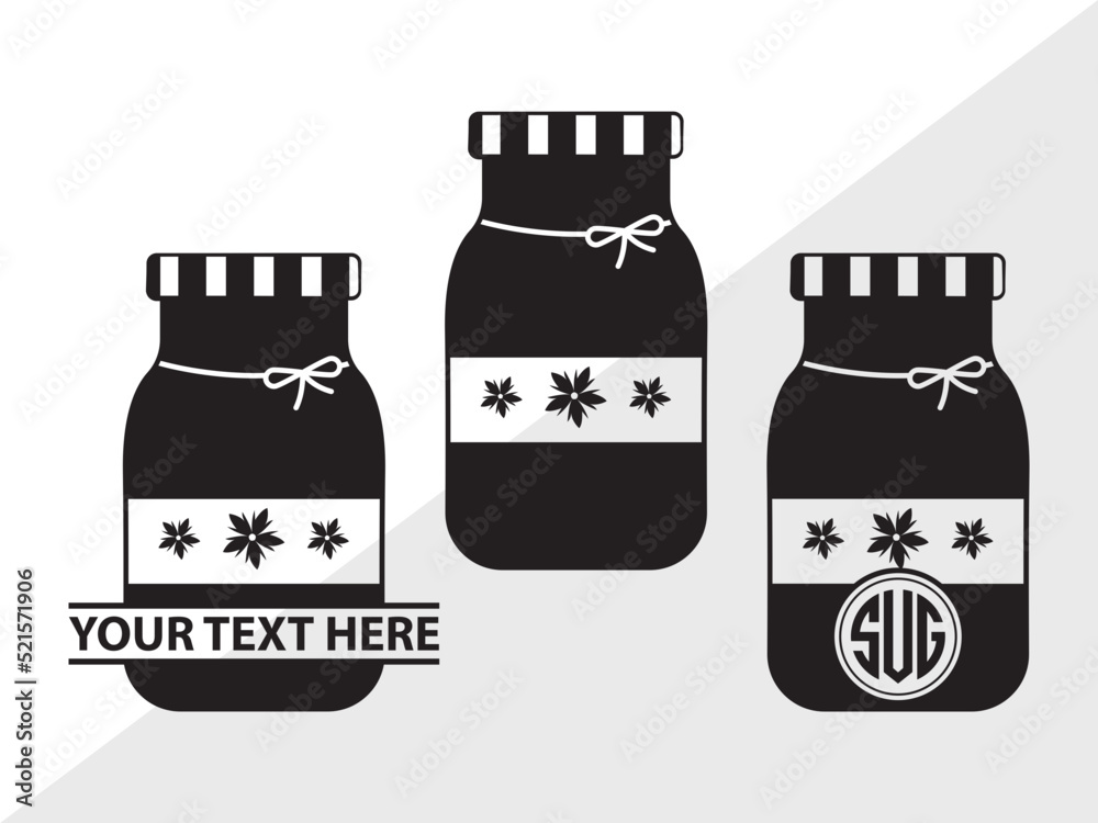 Mason Jars Monogram SVG | Bottle Svg | Jar Svg | Jam Bottle Svg | Mason ...