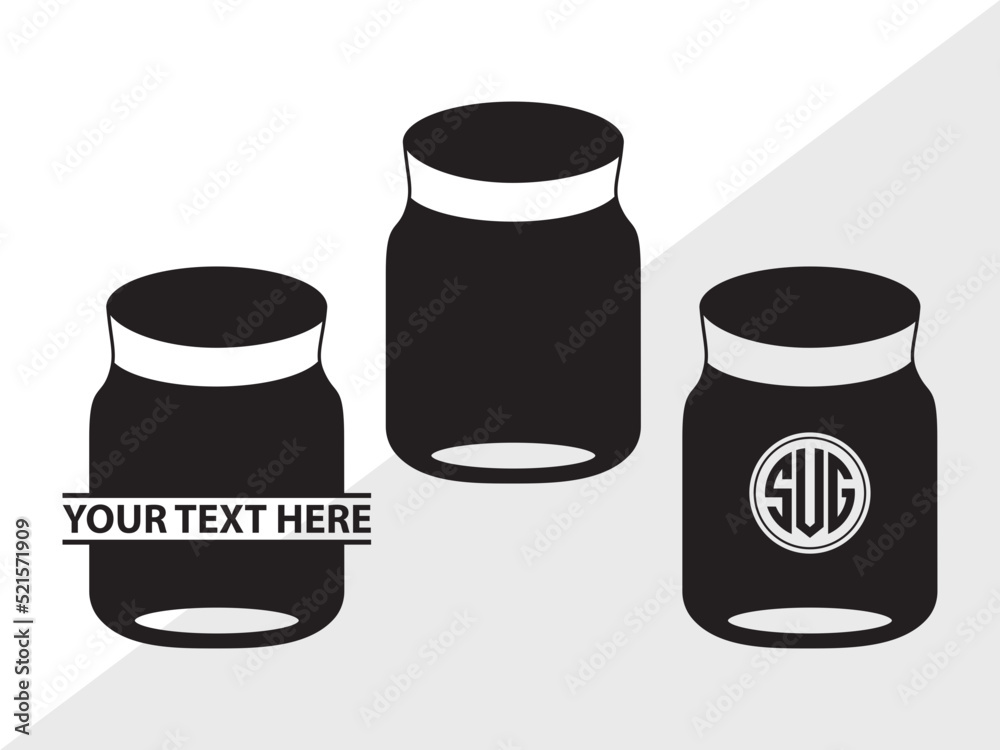 Mason Jars Monogram SVG | Bottle Svg | Jar Svg | Jam Bottle Svg | Mason ...