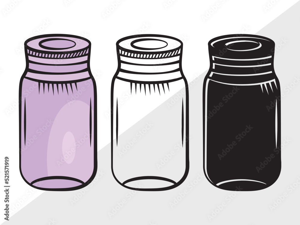 Mason Jars SVG Cut File | Bottle Svg | Jar Svg | Jam Bottle Svg | Mason ...