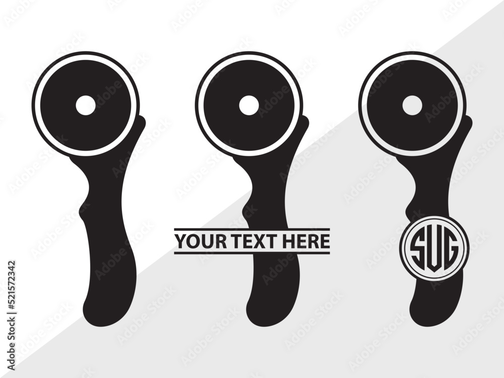 Pizza Cutter Monogram SVG Cut File | Pizza Wheel Svg | Circle Knife Svg ...