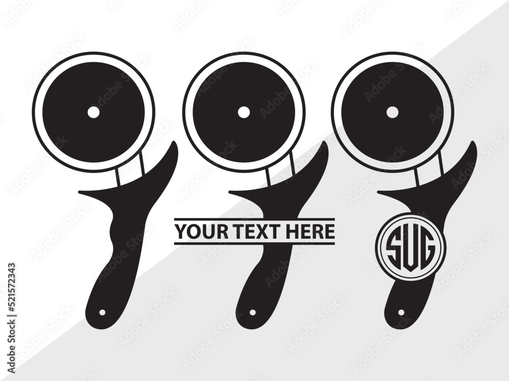 Pizza Cutter Monogram SVG Cut File | Pizza Wheel Svg | Circle Knife Svg ...