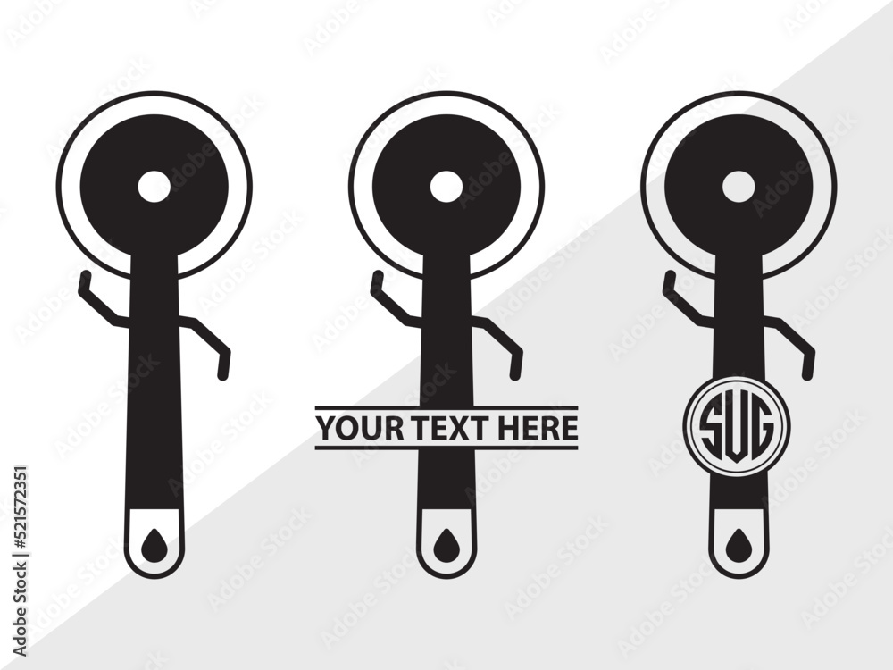 Pizza Cutter Monogram SVG Cut File | Pizza Wheel Svg | Circle Knife Svg ...