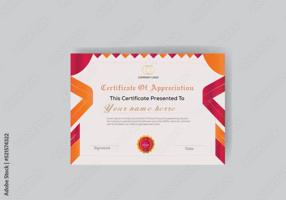 Certificate Design Stock Vector | Adobe Stock