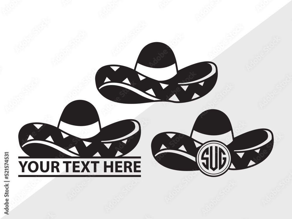 Mexican Hat Monogram SVG | Mexican Svg | Cinco De Mayo Svg | Mexican ...