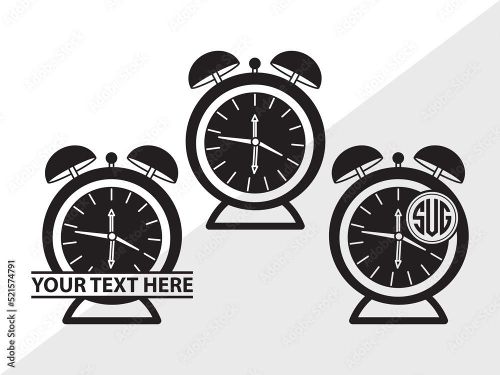 Alarm Clock Monogram SVG Cut File | Alarm Svg | Clock Svg | Time Svg | Morning Clock Svg | Alarm ...