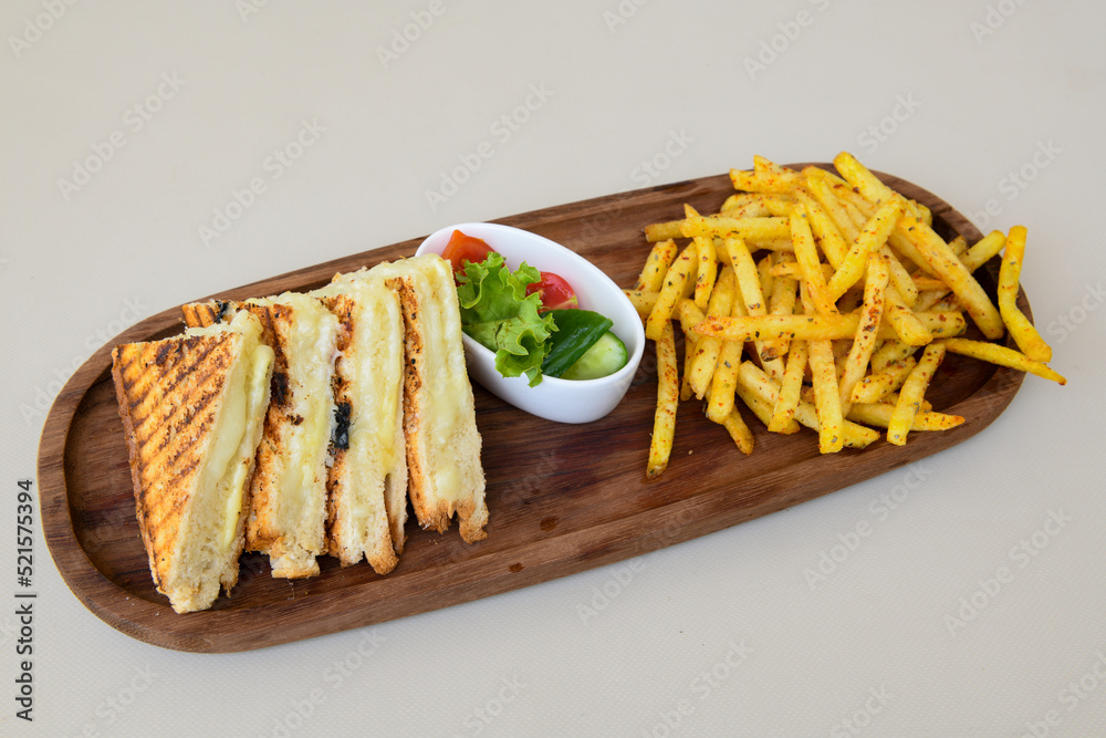 Turkish toast, mixed toast with cheddar cheese, sausage and ham, with ...