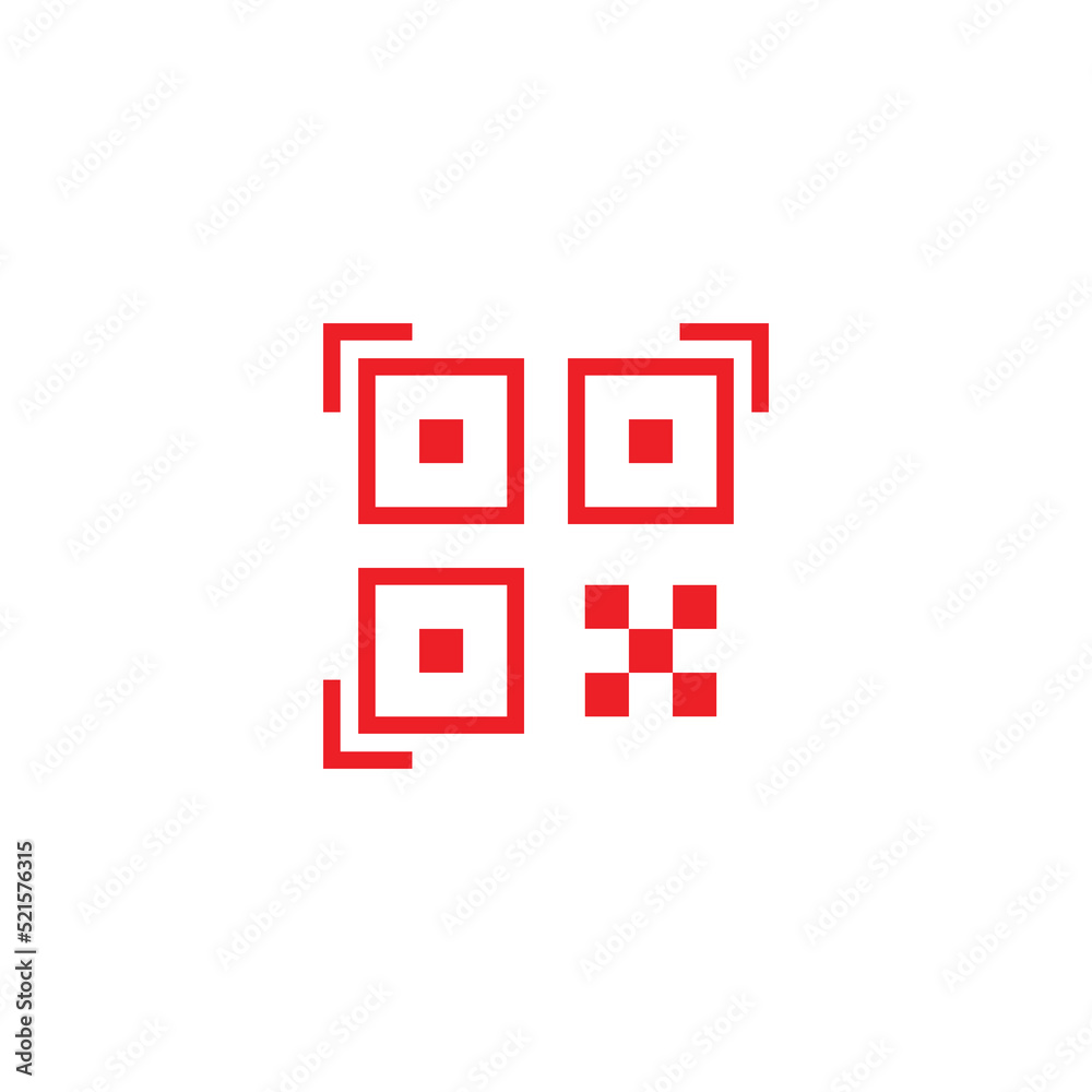 eps10 red vector QR code icon isolated on white background. QR code ...